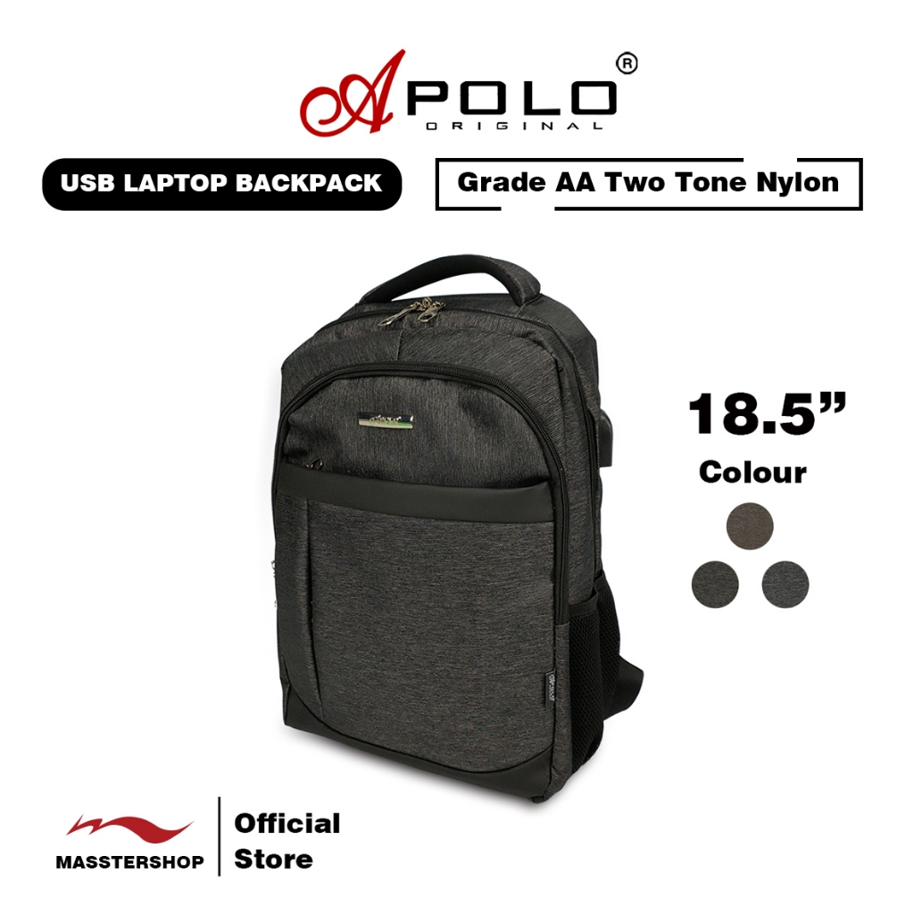 APOLO USB And Earphone Port Laptop Backpack / Backpack (Two Tone Nylon ...