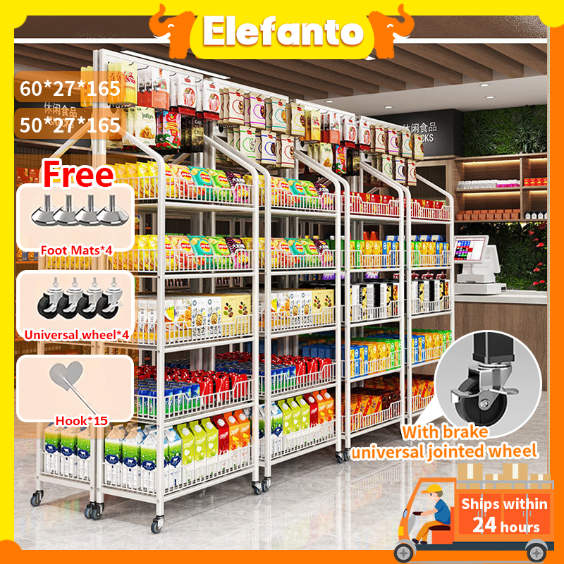 Rak Pameran 5 Lapis Mudah Alih - Rak Promosi Makanan Ringan dengan Roda ...