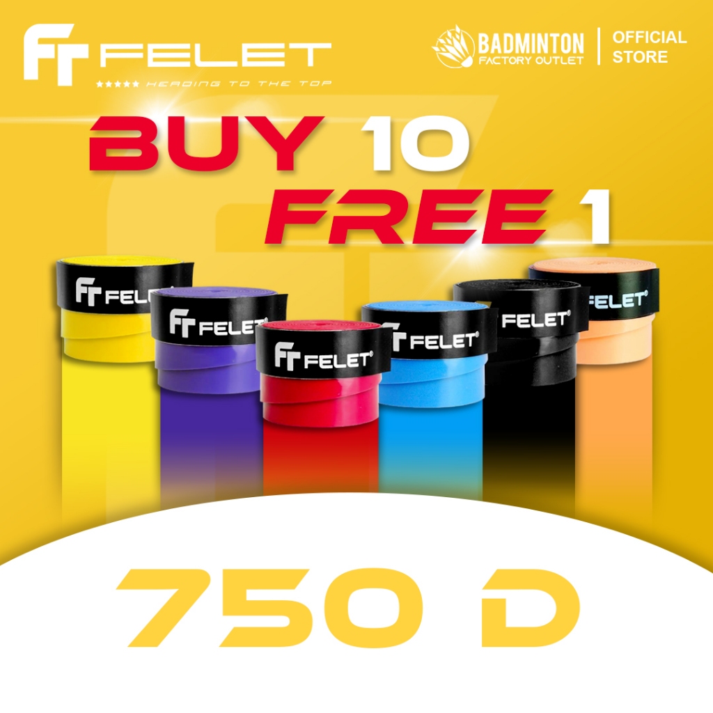 [BUY 10 FREE 1] FELET FLEET 750D Badminton Tennis Overgrip - 100% ...
