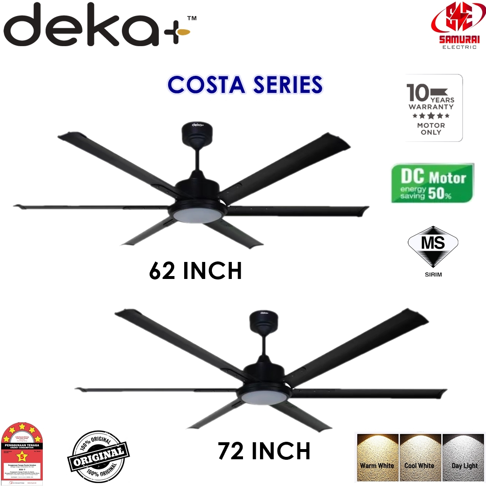 Deka+ Dc Motor Ceiling Fan With Aluminium Alloy Blade 62" COSTA 62LED ...