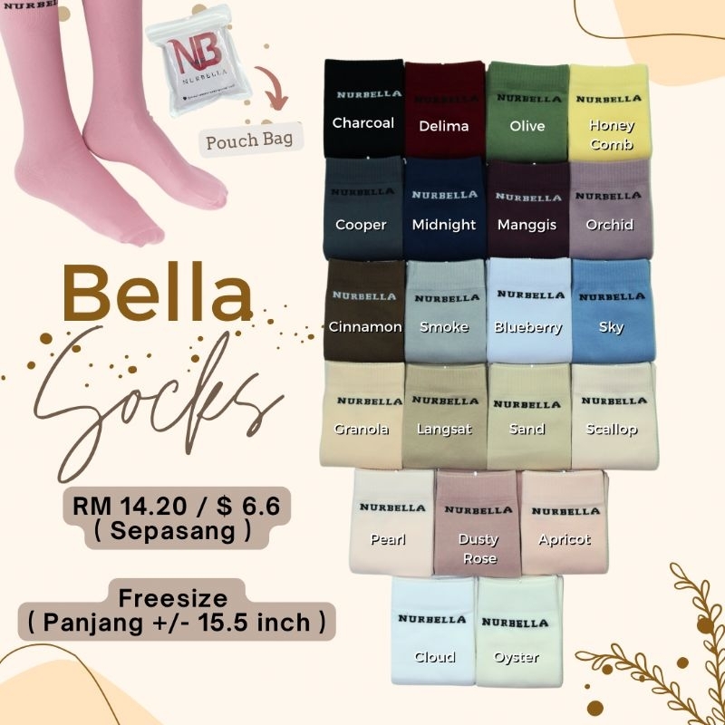 BELLA SOCK BY NURBELLA | PREMIUM SOCKS | BOLEH BAWA SOLAT | STOKIN ...