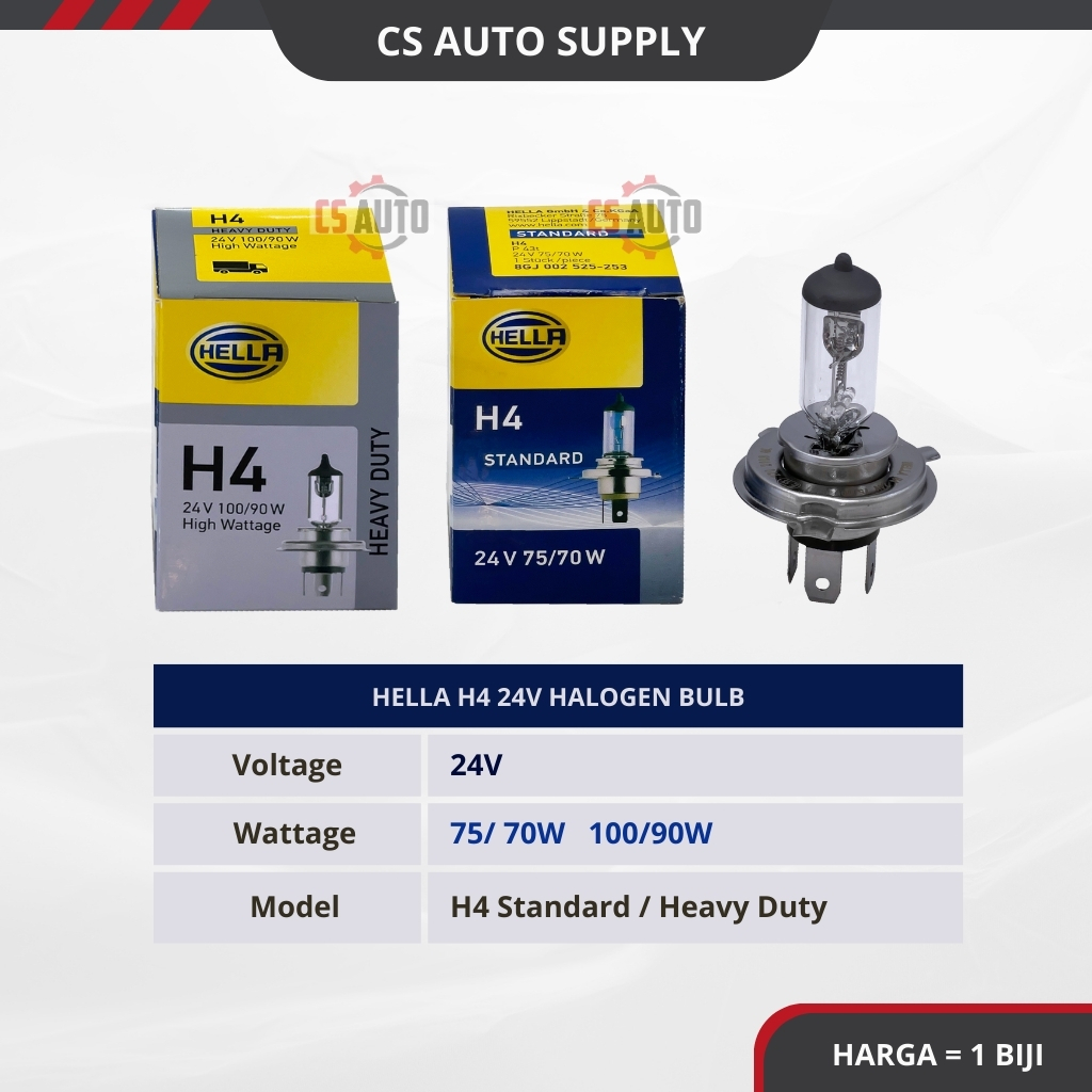1PC HELLA H4 24V Halogen Bulb Headlight Bulb 100/90W High Wattage 75 ...