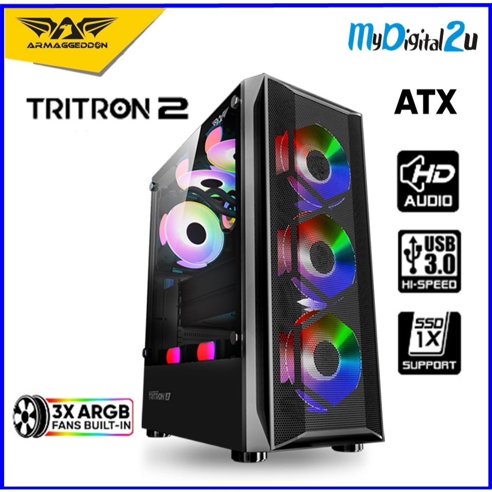 Armaggeddon Tritron 2 Chamber Tempered Glass Side Panel Gaming PC ...