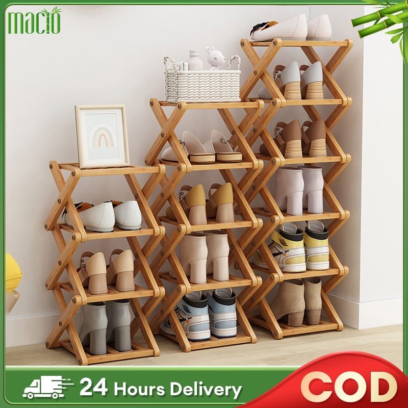 【In Stock】Bamboo Shoe Rack Rak Kasut Kayu 2/7/8/9/10 Layers Shoe ...
