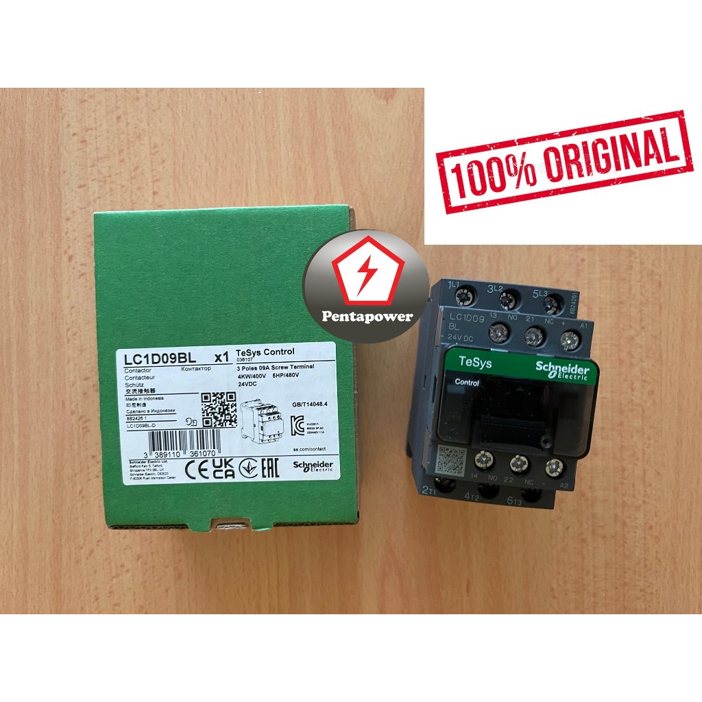 SCHNEIDER LC1D09BL CONTACTOR 3 phase, 3 NO, low consumption 24VDC coil ...