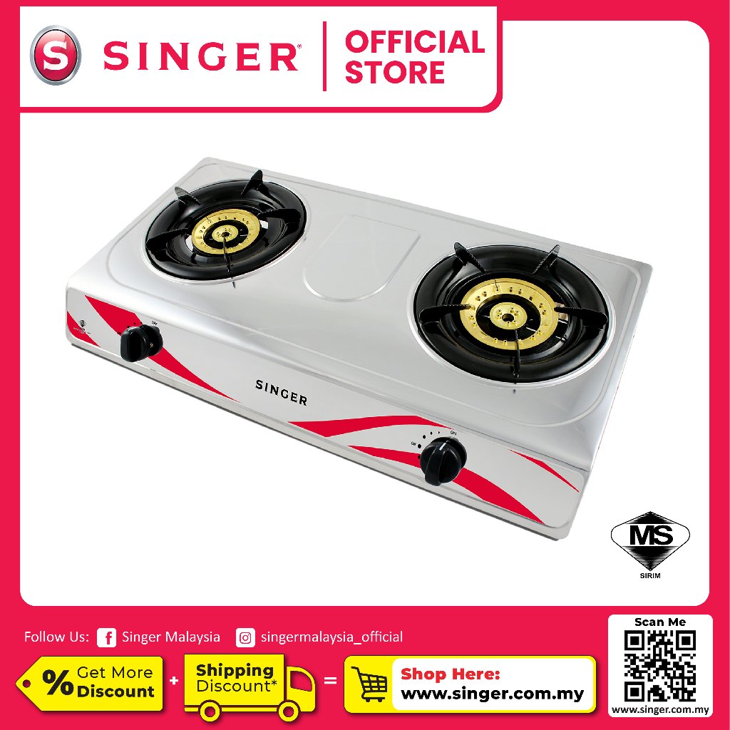 SINGER Double Burner Gas Stove GS888SP | Shopee Malaysia
