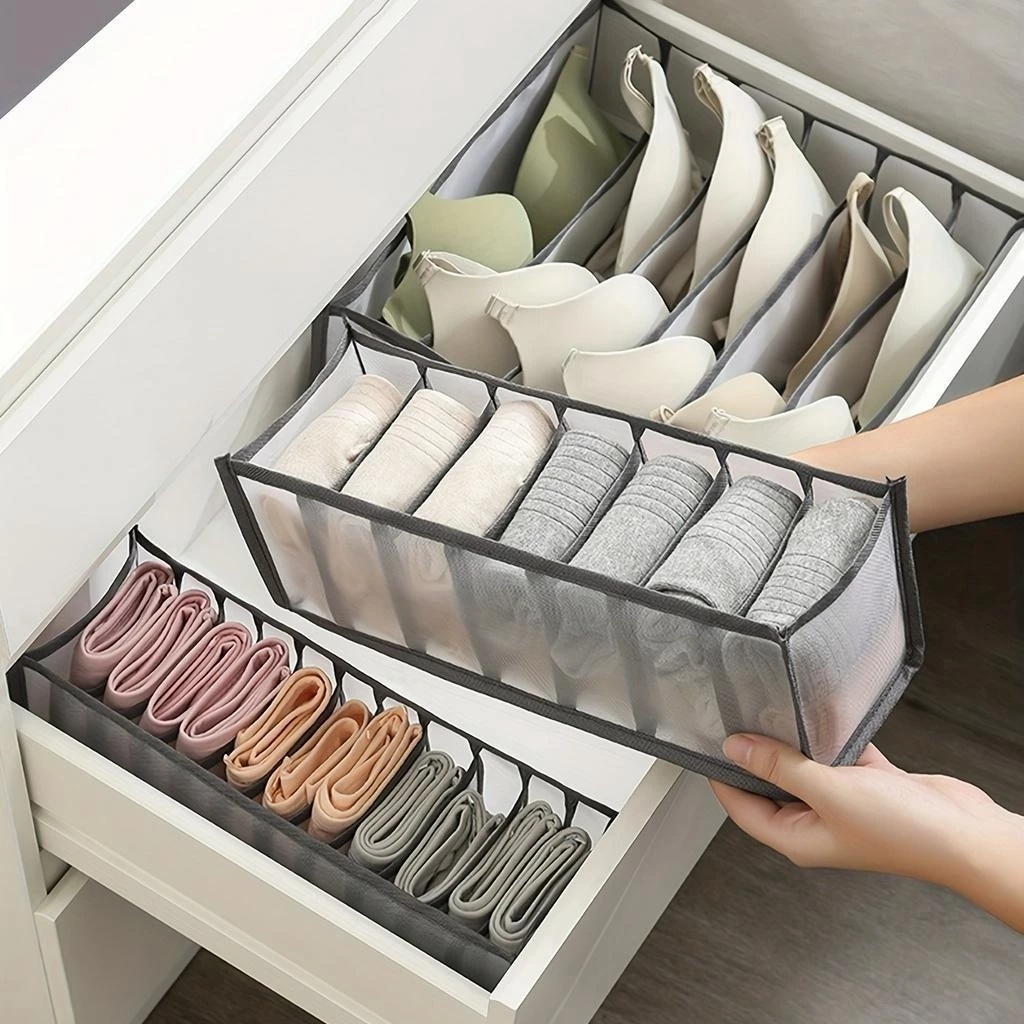 【Ready Stock】Grids Underwear Tudung Clothes Organiser Box Stackable ...