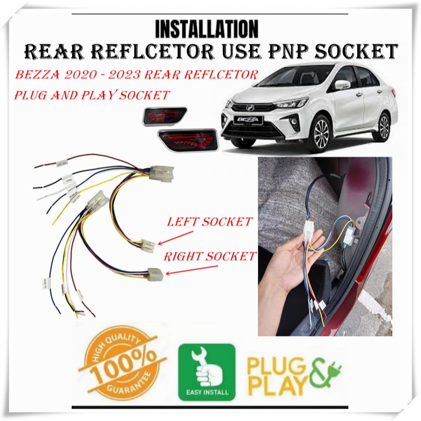 Perodua Bezza 2016 - 2024 Rear Bumper Led Reflector Plug & Play Socket ...