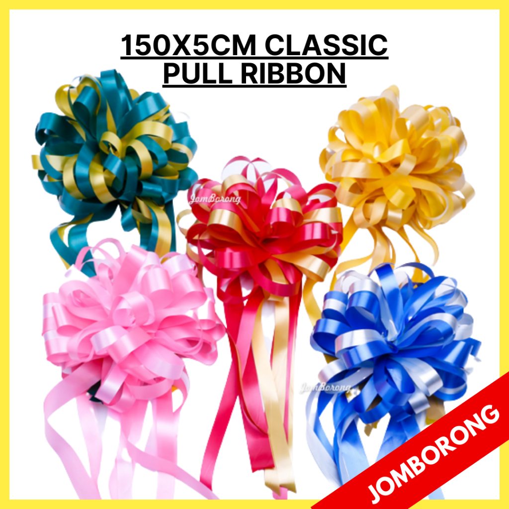 (5PCS) 150CMX5.5CM CLASSIC PULL Ribbon Reben Riben Gift Organza Flower ...