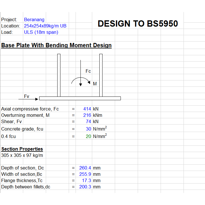 Steel Base Plate With Bending Moment Design & Welding and Stiffener ...