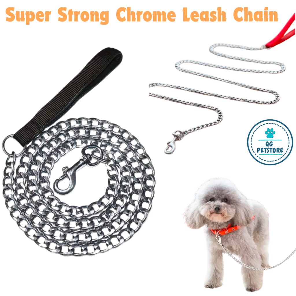 Strong Stainless Steel Dog Chain Leash (Red) Heavy Duty Dog Chrome ...