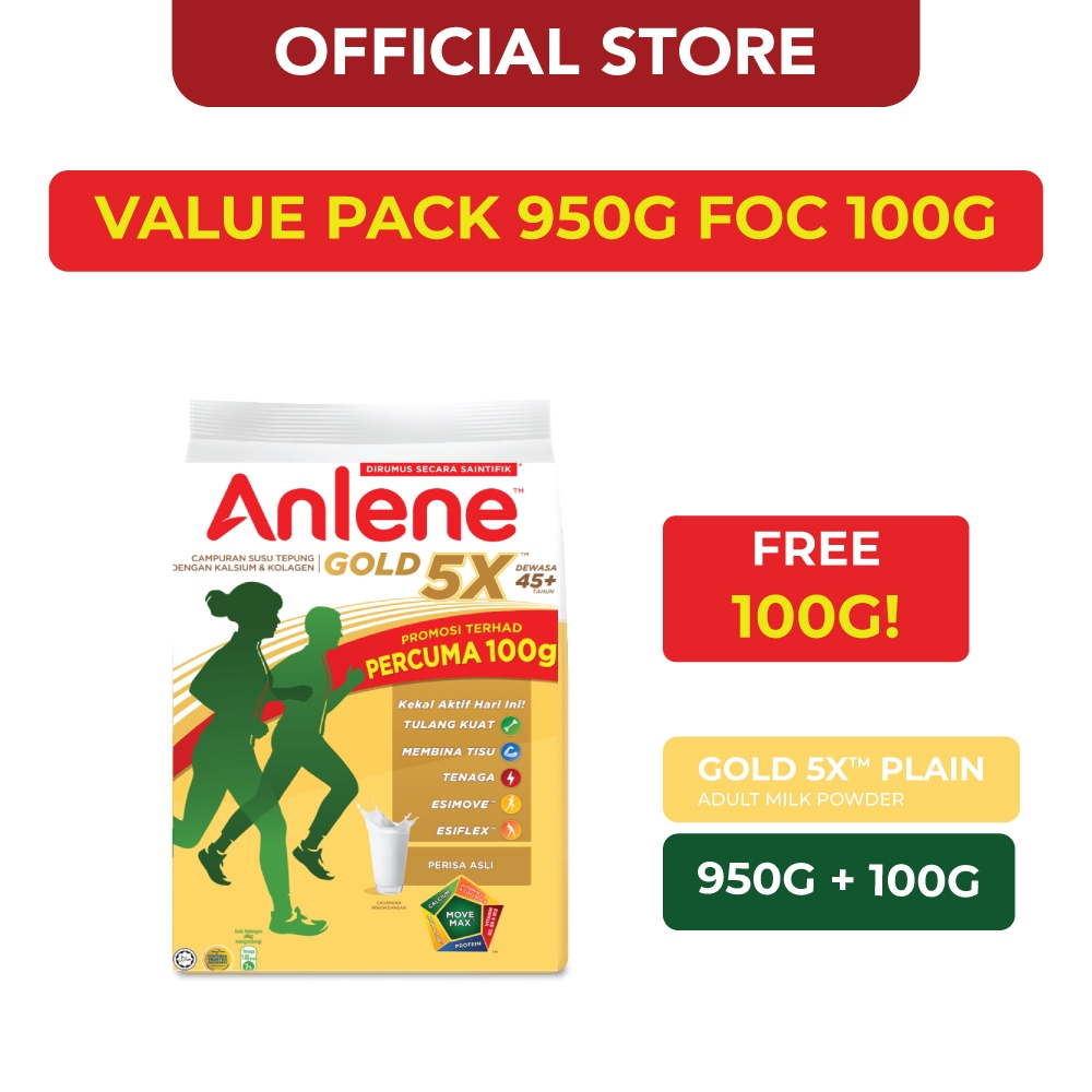 ANLENE Gold 5X High Calcium High Protein Plain Milk Powder Susu Tepung ...