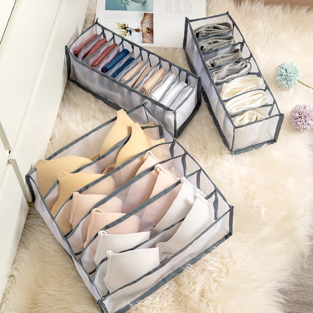 6/7/9/11 Grids Underwear Tudung Clothes Organiser Box Stackable ...
