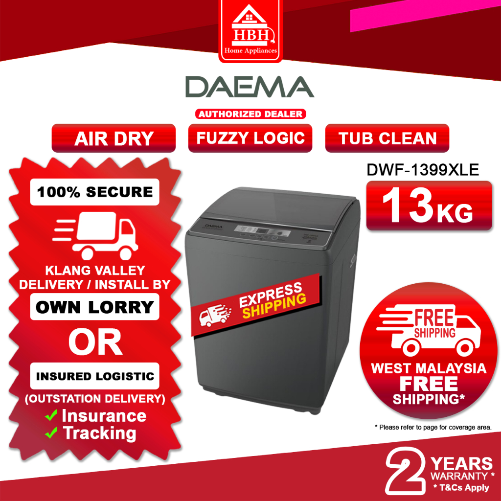 (FREE SHIPPING) Daema DWF-1399XLE 13.0 KG Fully Auto Top Load Washing ...