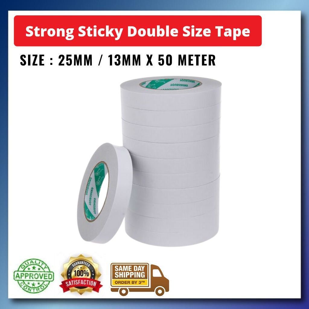 (PREMIUM QUALITY) Strong Sticky Double Side Tape (Size : 25mm / 13mm ...