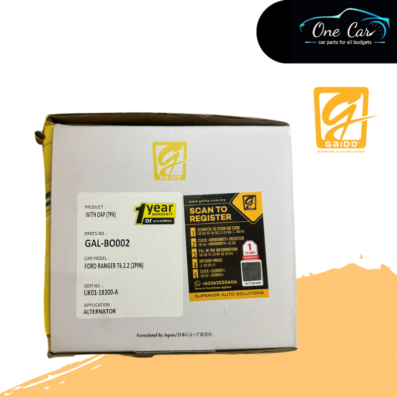 Gaido Alternator Ford Ranger T6 2.2 (Warranty 1Years) -NEW | Shopee ...