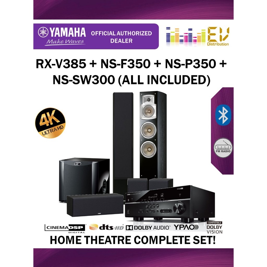 [YAMAHA] [RX-V385 HOME THEATRE WITH NS-F350 NS-P350 NS-SW300] SET BLUETOOTH | Shopee Malaysia