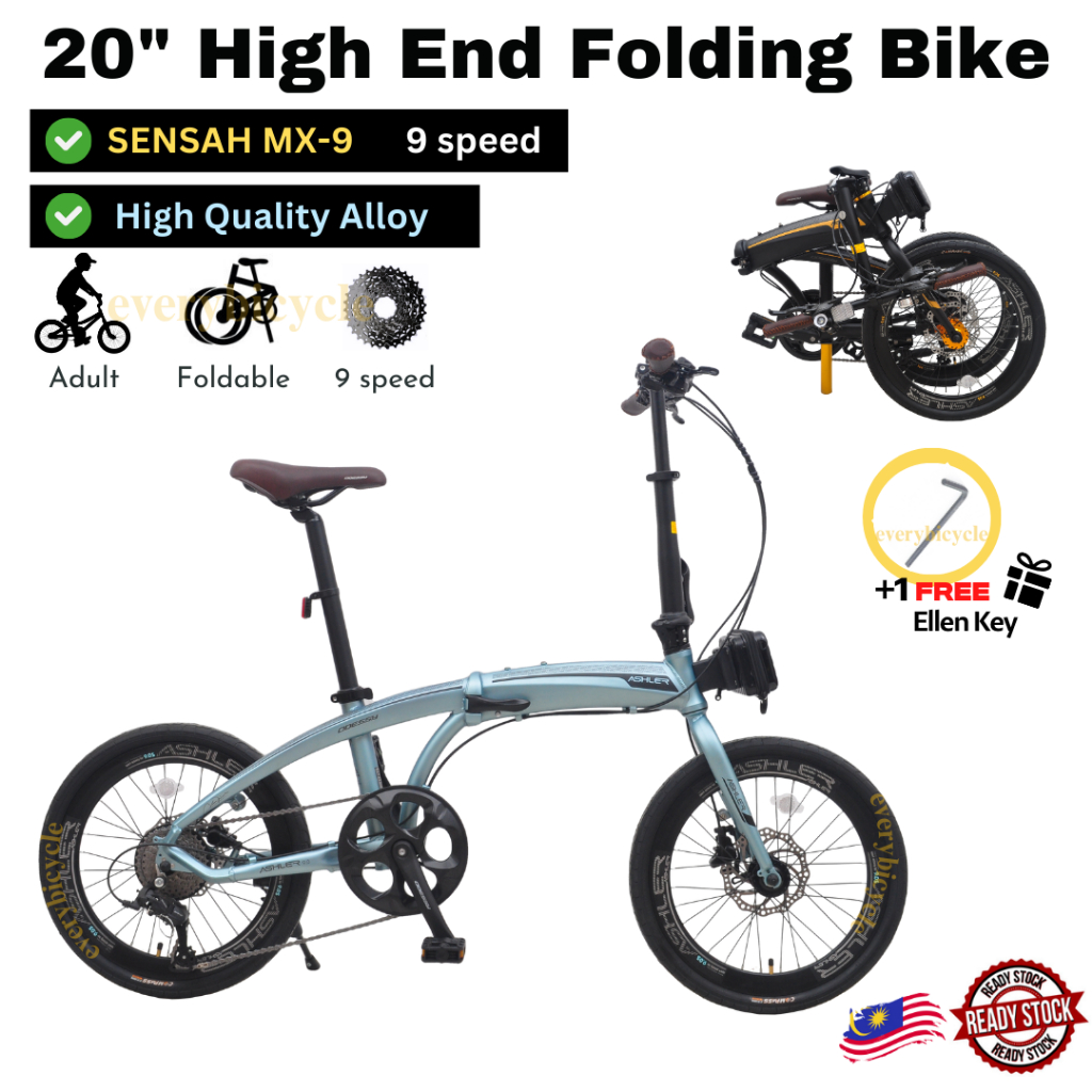 ASHLER & DOMS Limited!!! 20 inch High End Folding Bike Dewasa 9 Speed ...
