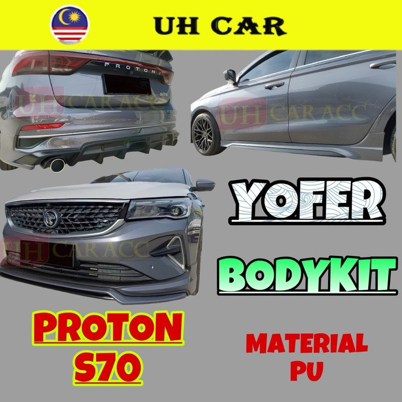 (YOFER) Proton S70 Bumper Bodykit Skirt Skirting Diffuser Lip PU With ...