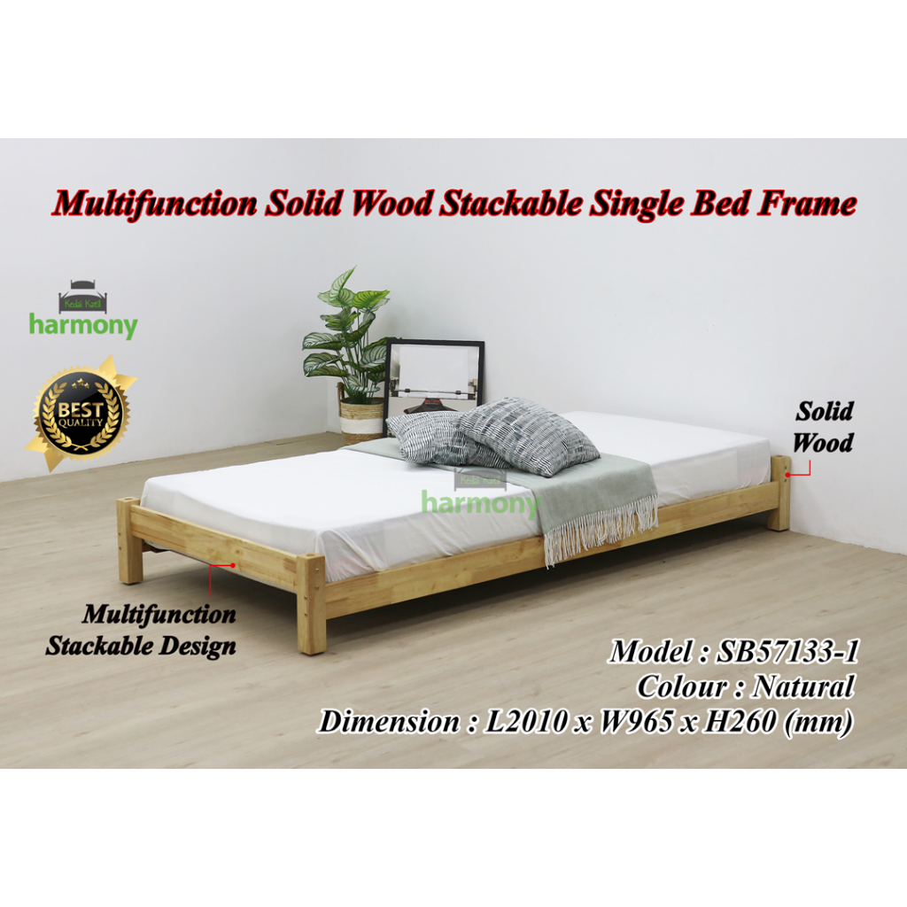 Harmony Stackable Wooden Single Bed Frame / Multifunction Stacker Sofa ...
