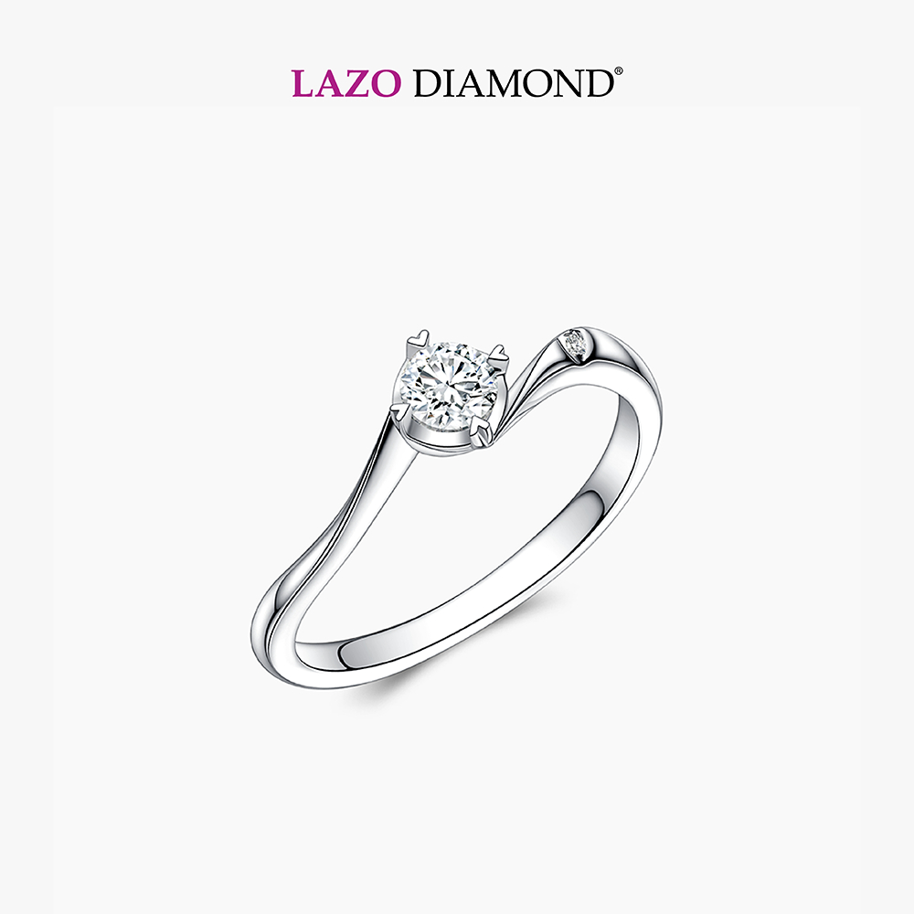 LAZO DIAMOND Love Mark Swirl Solitaire Diamond Engagement Ring in 18k ...