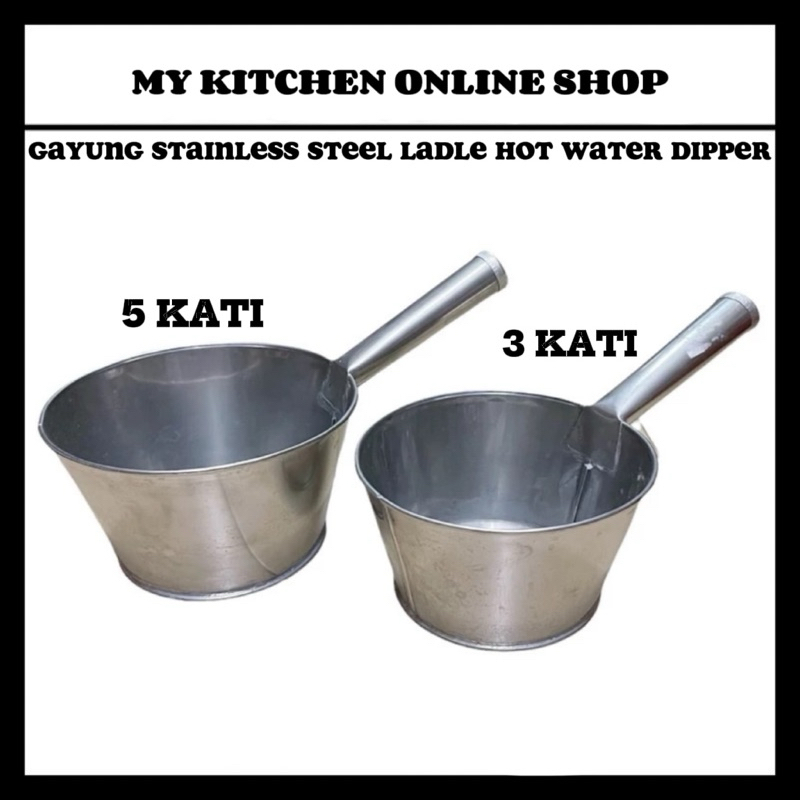 Gayung Stainless Steel Ladle | Hot Water Scoop Dipper Bailer | Senduk ...