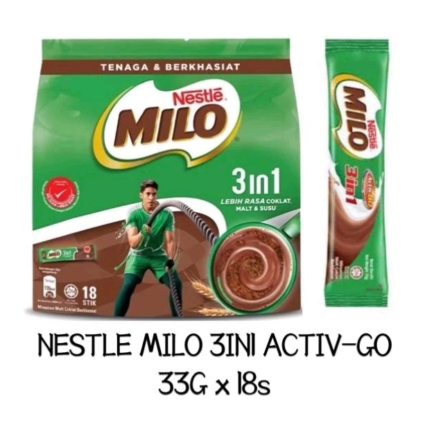 Nestle Milo 3in1 Activ-Go 33g x 18'S [Exp:30/05/2025] | Shopee Malaysia