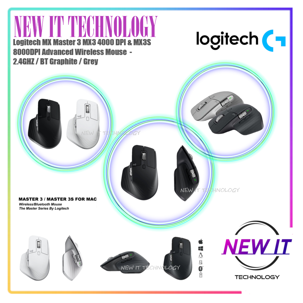 Logitech MX Master 3 MX3 4000 DPI & MX3S 8000DPI Advanced Wireless ...