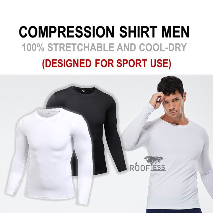 Roofless Baju Tight Lelaki Lengan Panjang Compression Shirt Swimming