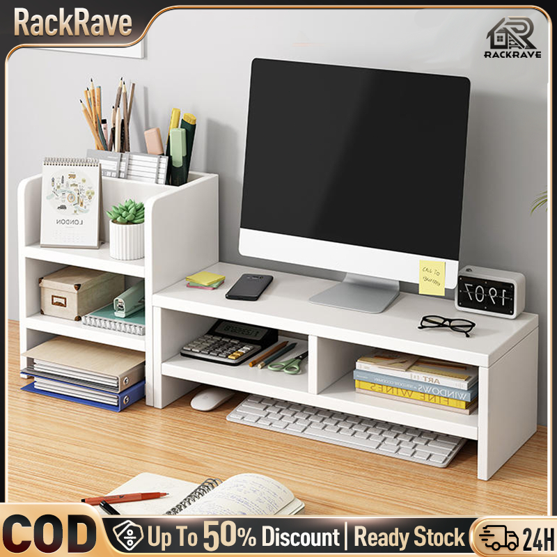 RR-Monitor Stand Desktop Storage Rack Computer Elevated Frame Keyboard ...