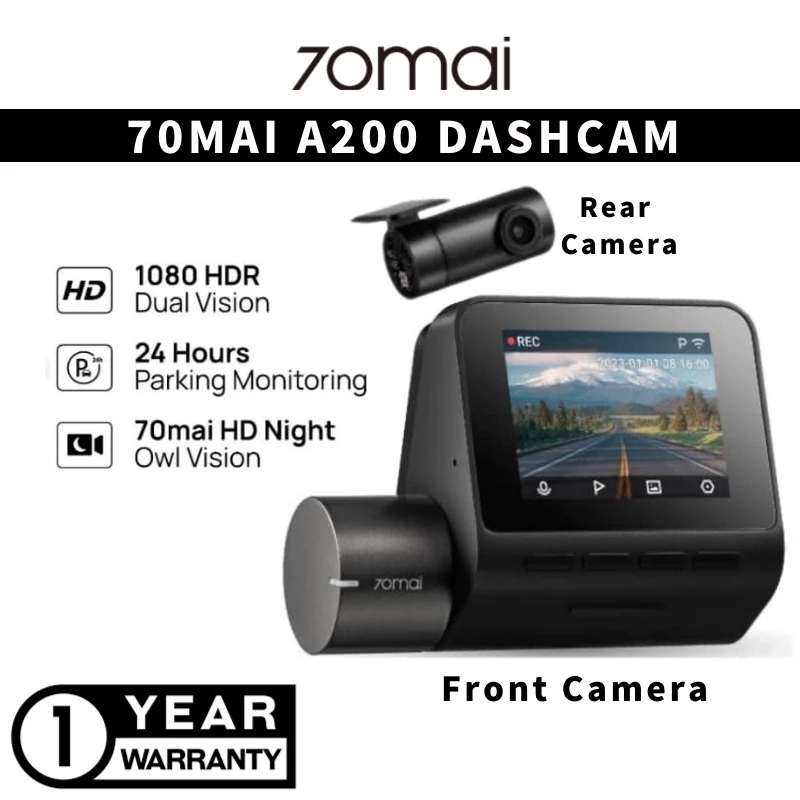 70MAI A200 2 INCH SCREEN DUAL CHANNEL 1080 HDR 24 HOURS PARKING MONITOR ...