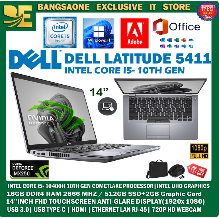 DELL LATITUDE 5411 TOUCHSCREEN / INTEL CORE I5- 10TH GEN / 16GB DDR4 ...