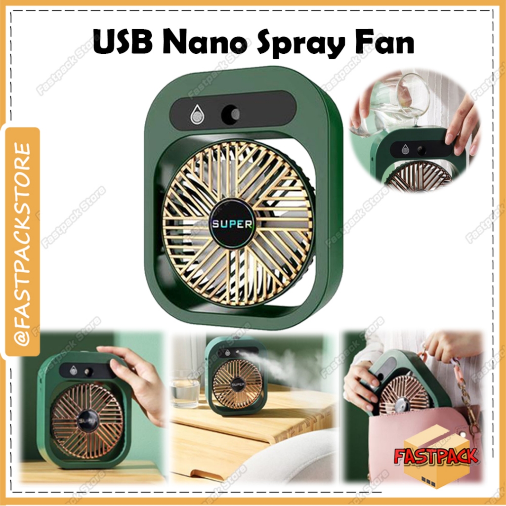 USB Nano Spray Fan Ice Fog Fan Air Cooler Spray Water Kipas Air Mist ...