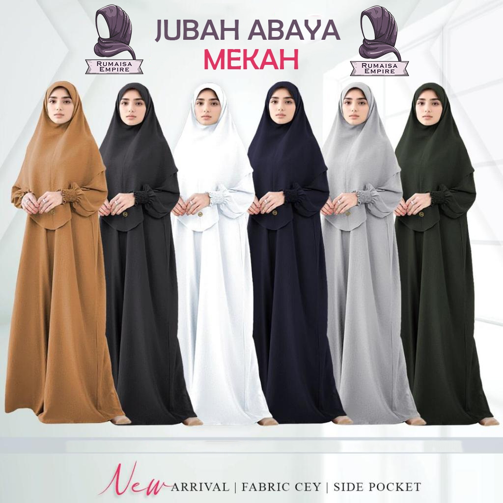 JUBAH ABAYA MEKAH IRONLESS MUSLIMAH UMRAH DAN TRAVEL | Shopee Malaysia