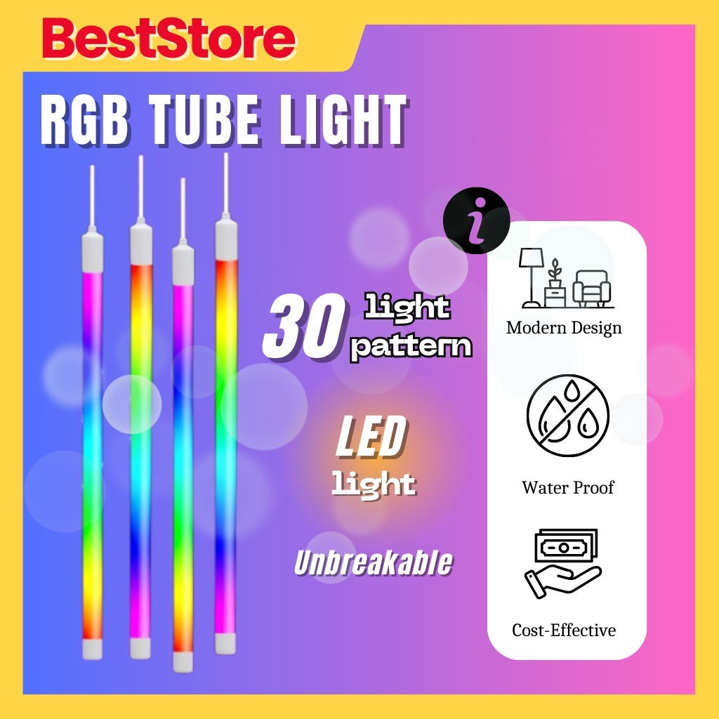 20W Rainbow Calor LED Tube T8 Multi Calor Tube Lampu Panjang Warung RGB ...