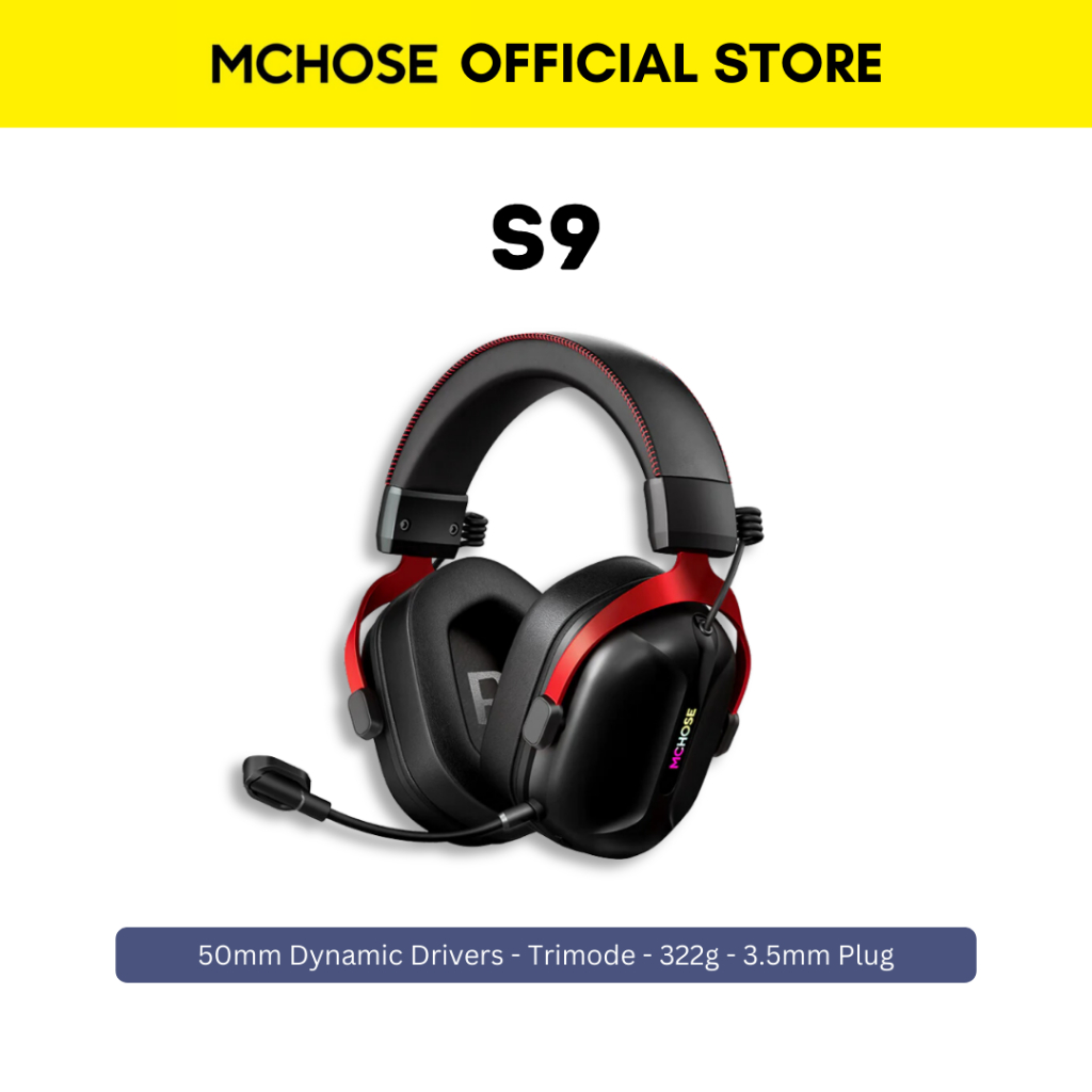 MCHOSE S9/ S9 Pro Wireless Gaming Headset 3 Modes Connection/50mm Dynamic Driver/7.1 Surround ...