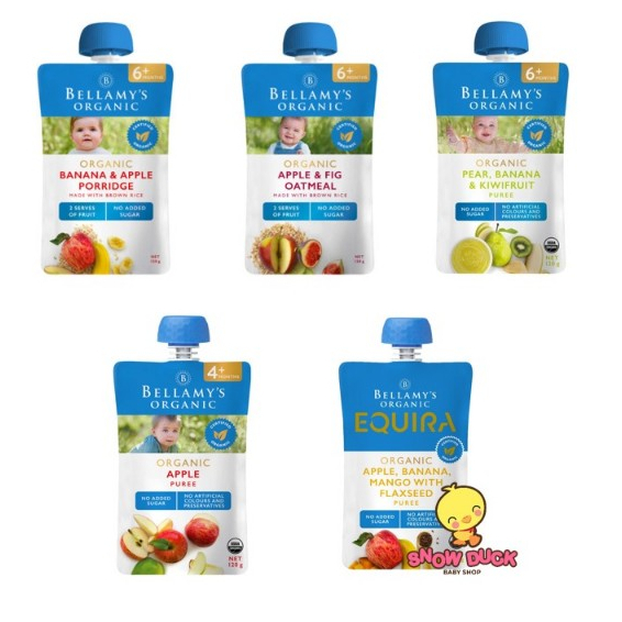 Bellamy's Organic Food Pouches - Apple/ Fig Oatmeal/ Pear Banana Kiwi ...