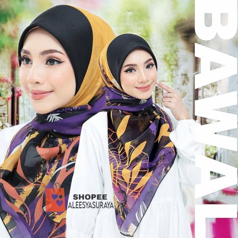 [Black Purple] Bidang 47 Tudung Bawal Chiffon Corak Awning Scuba ...