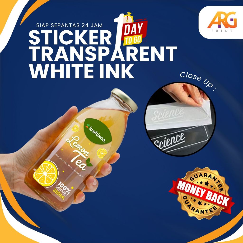 Transparent Sticker White Ink Printing Lutsinar Siap 1 Hari | Shopee ...