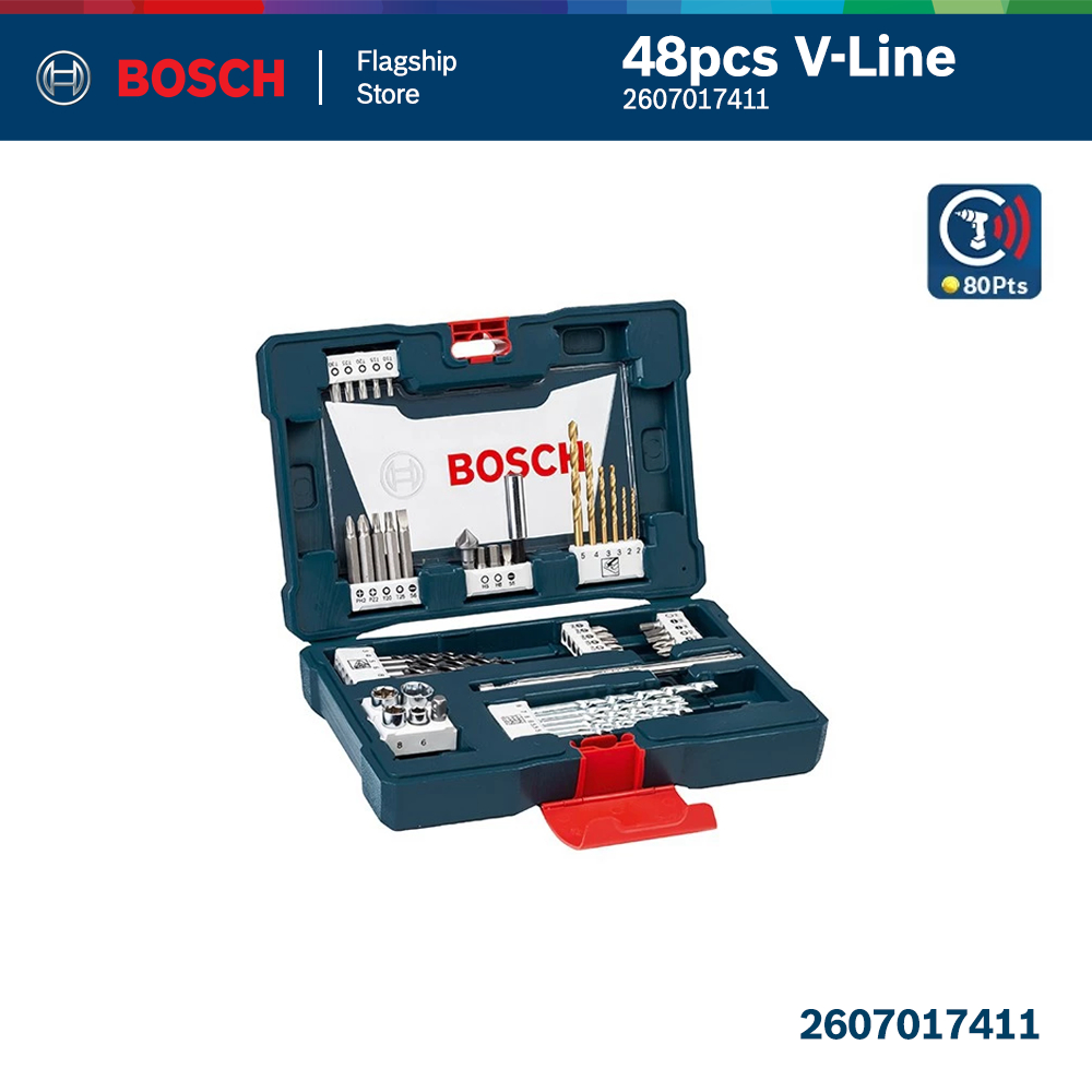 BOSCH 48pcs V-Line Titanium Bit Set for Drilling and Screwdriver With ...