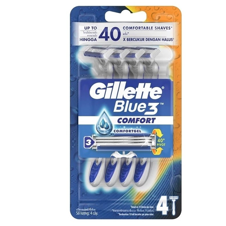 Gillette Blue 3 Comfort Disposable Razor 4pcs Pisau Cukur | Shopee Malaysia