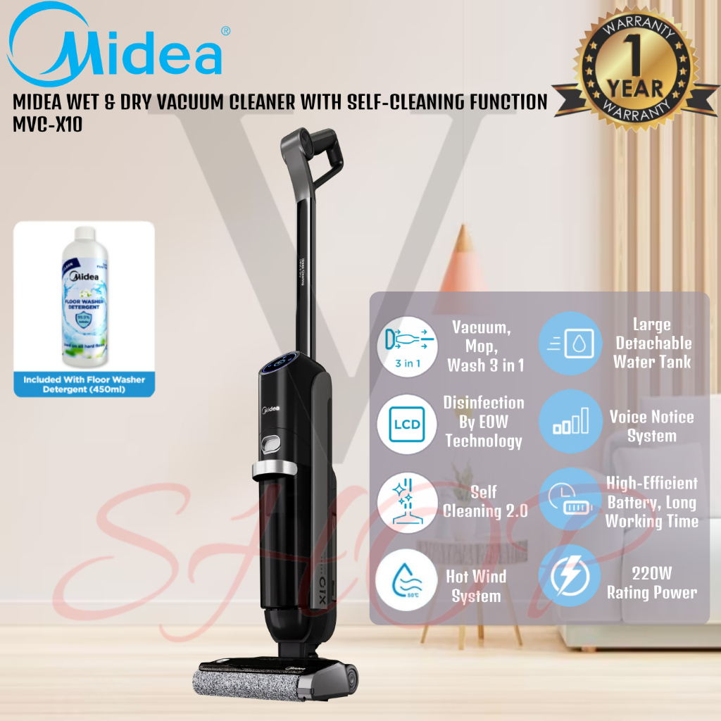 MIDEA WET & DRY FLOOR CLEANER CORDLESS VACUUM CLEANER WITH SELF ...