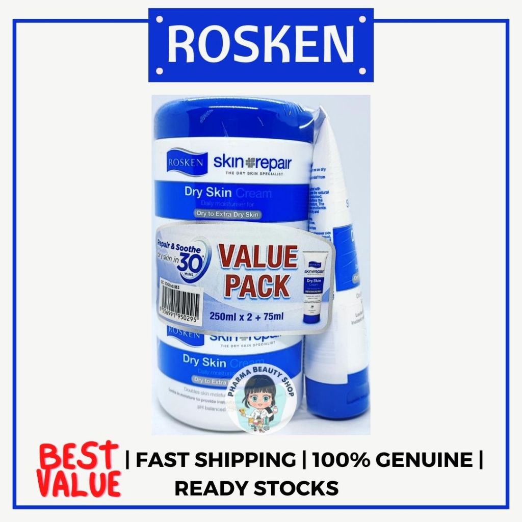 Rosken Skin Repair Dry Skin Cream Range 75ml/ 250ml x 2 (SUITABLE FOR ...