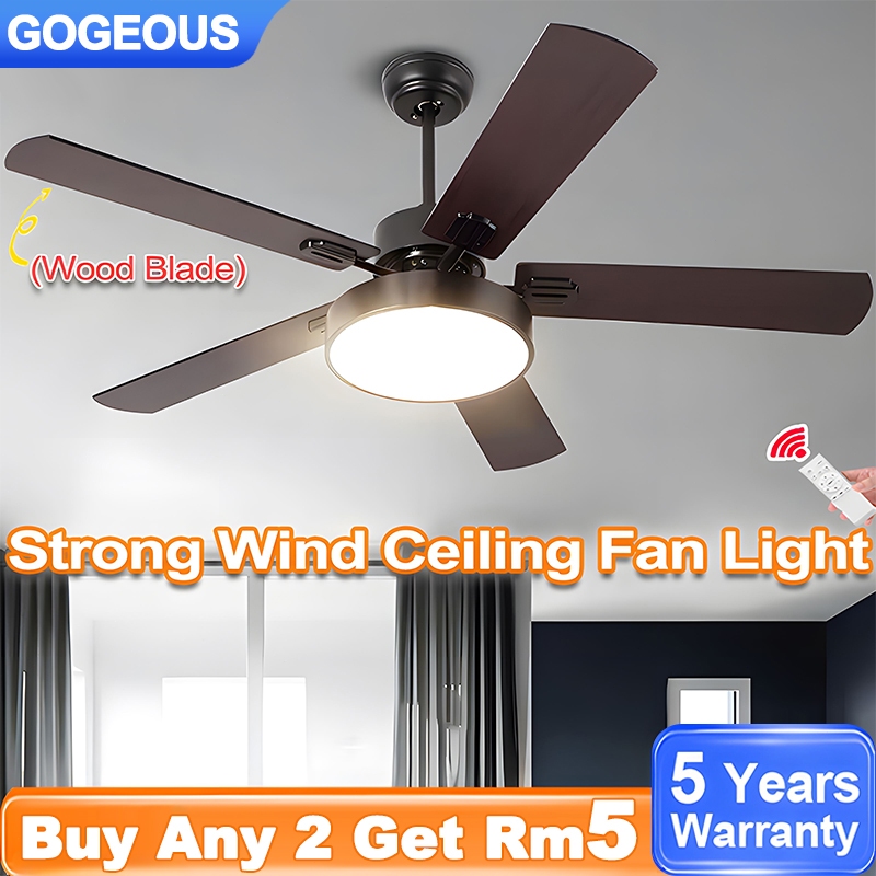 52/48/42Inch Wooden Ceiling Fan With Light DC Motor Mute Strong Winds ...
