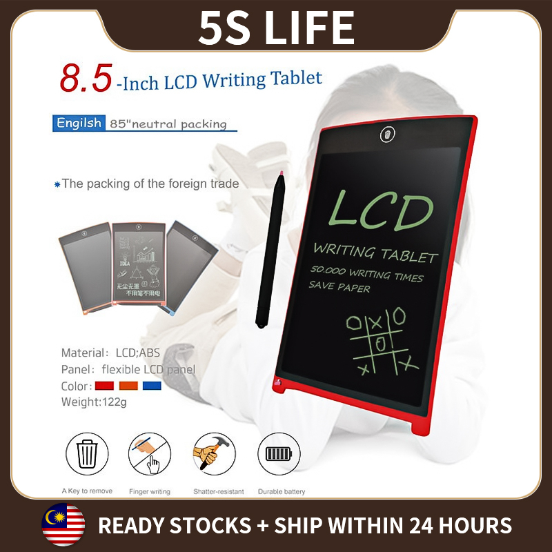 5s 🇲🇾 8.5" Upgraded LCD Writing Tablet Pad [Partial Erase/ Full Erase ...