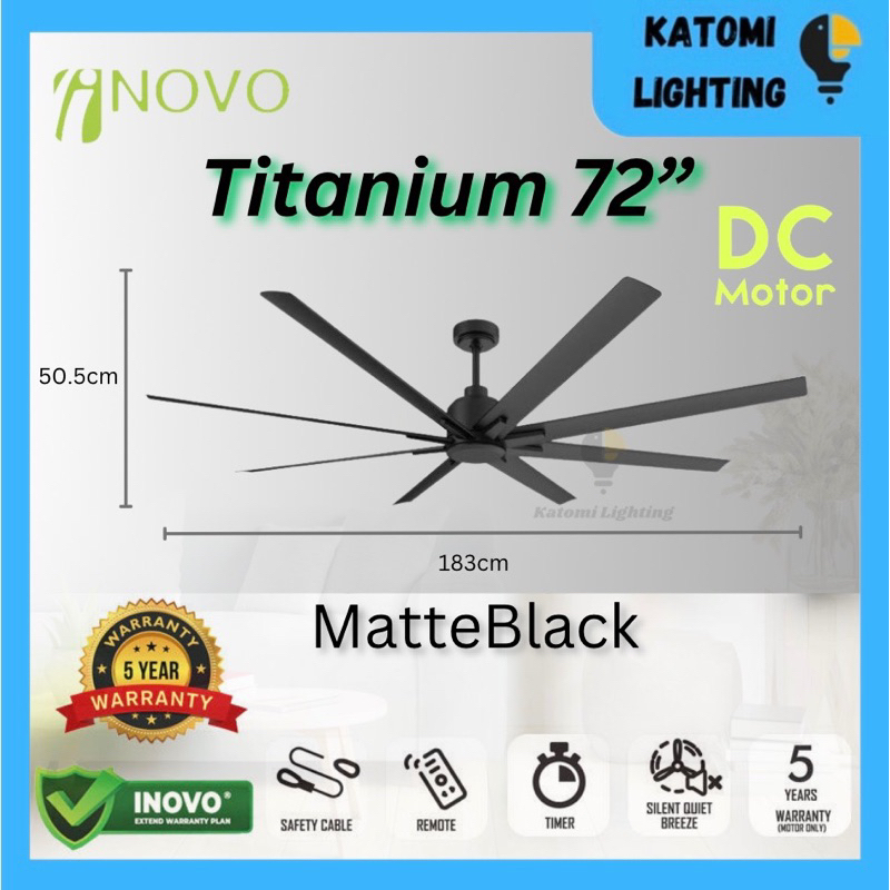 INOVO TITANIUM 72” 8 ABS Blades/Legend 72” 9 ABS Blades DC Motor 8+8 Forward Reverse Speed ...