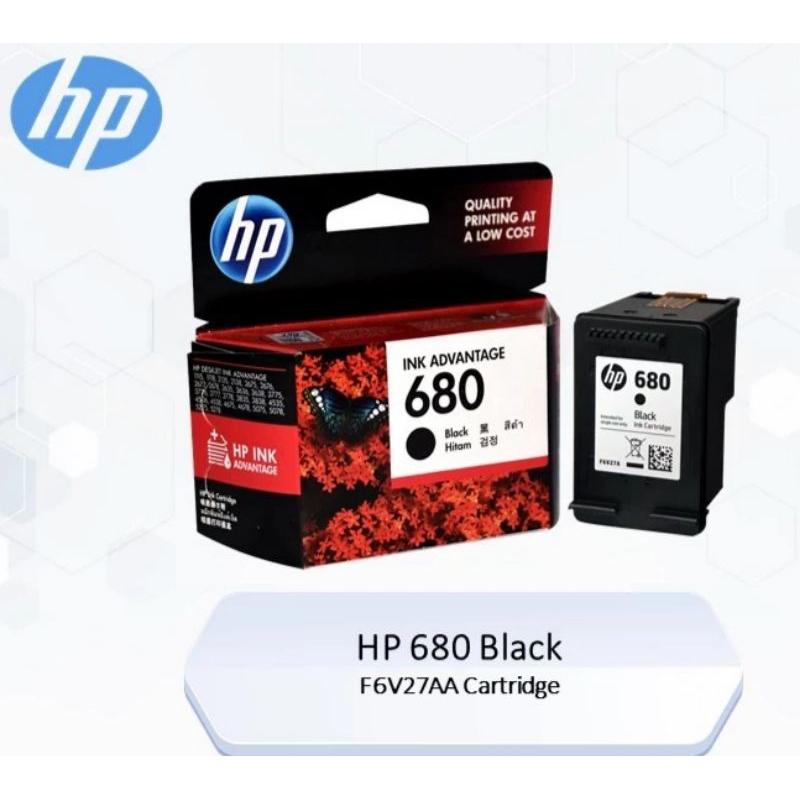 HP 680 Cartridge - Black F6V27AA Original Ink Advantage printer ink ...