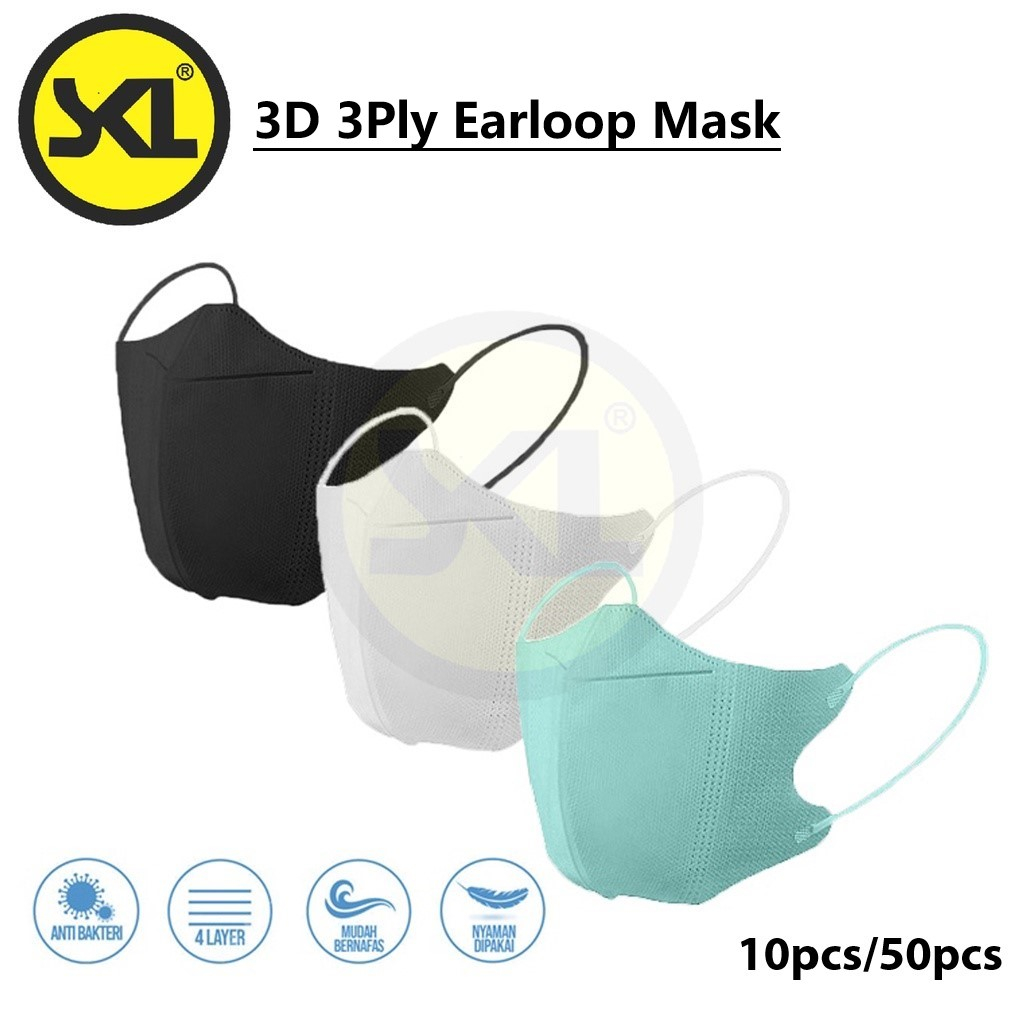 [Careion] 3D 3Ply Earloop Face Mask Adult Duckbill Disposable Face Mask 10pcs/50pcs | Shopee ...