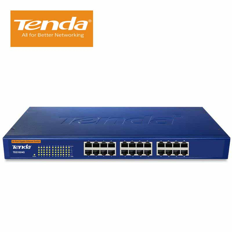 Tenda TEG1024G, 24 Port Gigabit Switch, Unmanaged Rackmount/ Desktop ...