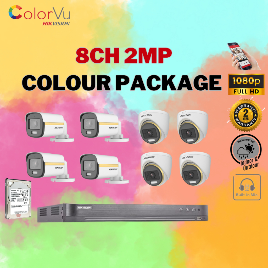 HIKVISION CCTV SET (World No. 1) 8CH 2MP ColorVu iDS-7208HQHI-M1/E/DS ...